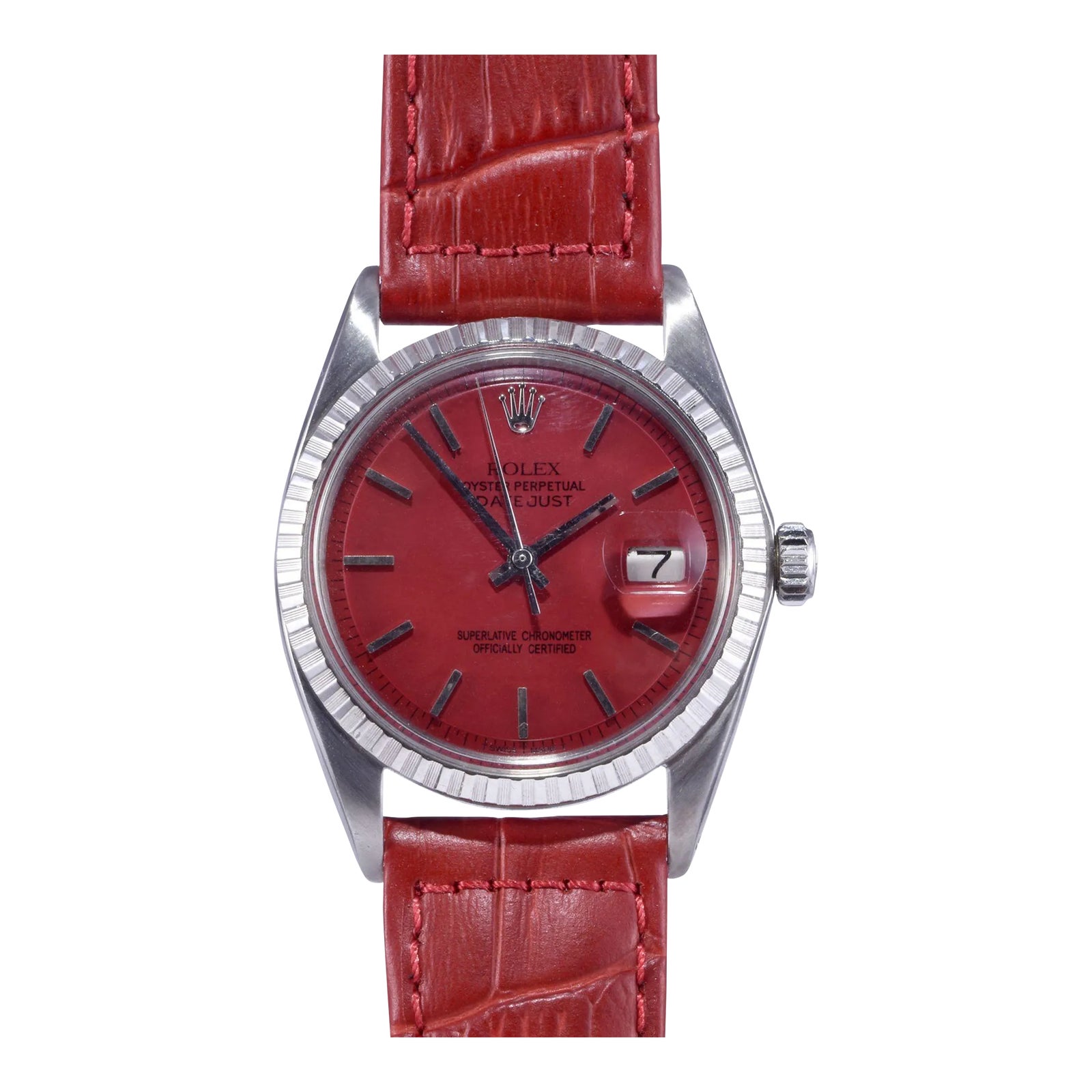 Vintage Rolex Datejust Custom Dial Stainless Steel Wrist Watch | Chairish