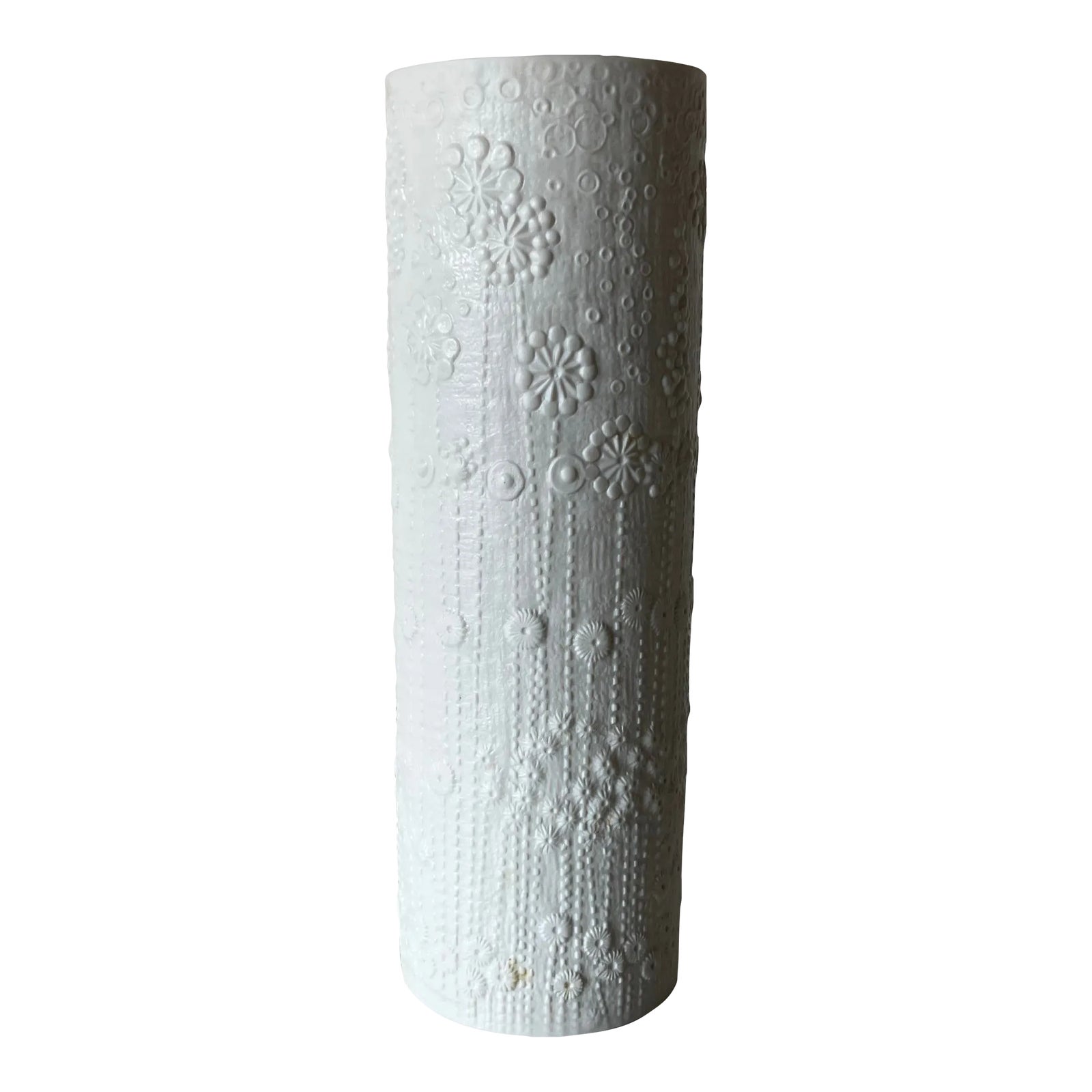 Vintage White Matte Flowers Relief Porcelain Vase by Rosenthal Studios ...