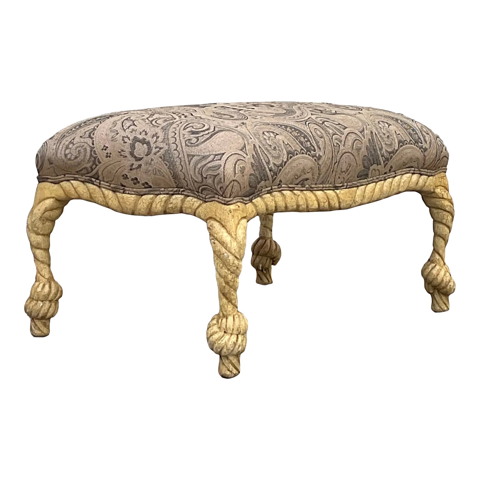 Vintage Regency Rope Tassel Ottoman | Chairish