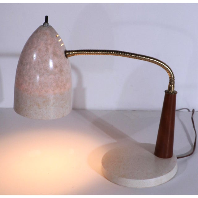 Plastic Wood and Metal Mid Century Gooseneck Bullet Shade Desk Lamp ...