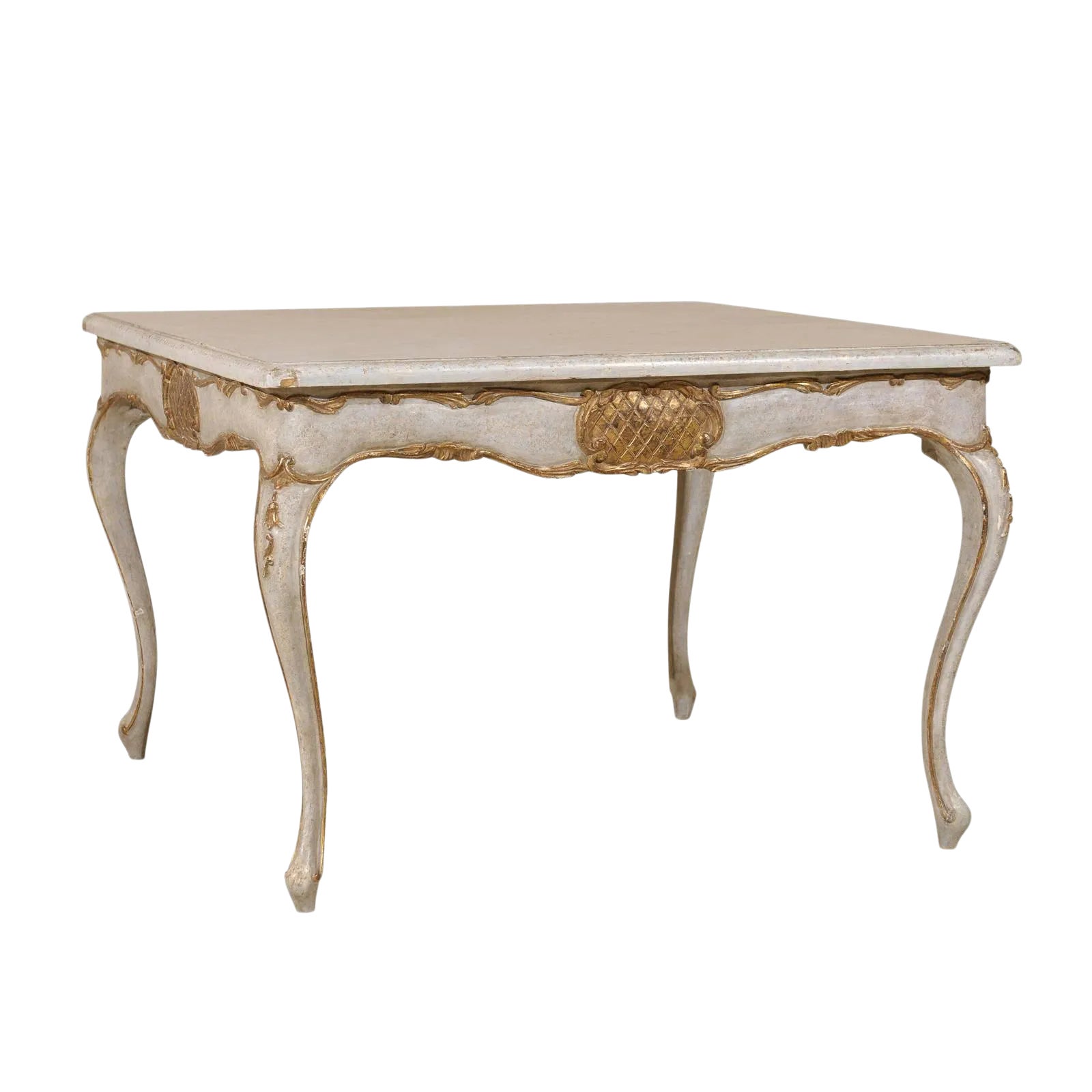 20th Century Italian Square Center Table With Gilded Central Apron ...