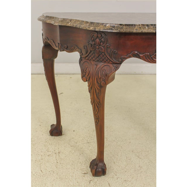 Henkel Harris Marble Top Claw Foot Mahogany Console Table | Chairish