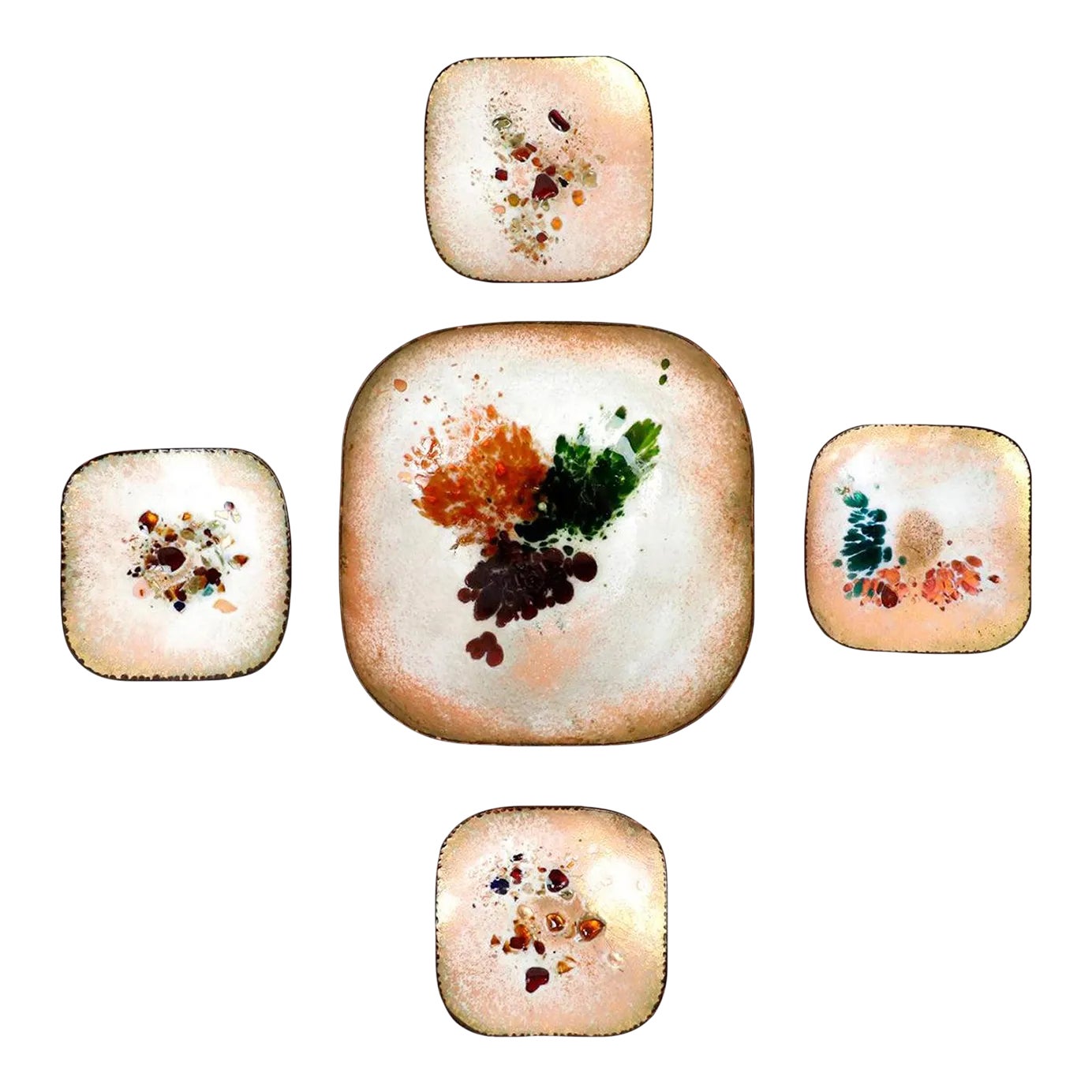 Vintage German Art Enamel Dishes by Kunts Emaille - Set of 5 | Chairish