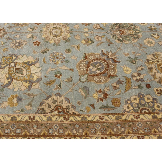 1980s Shabby Chic Istanbul Light Blue & Tan Wool Rug - 10'3 X 14'0 ...