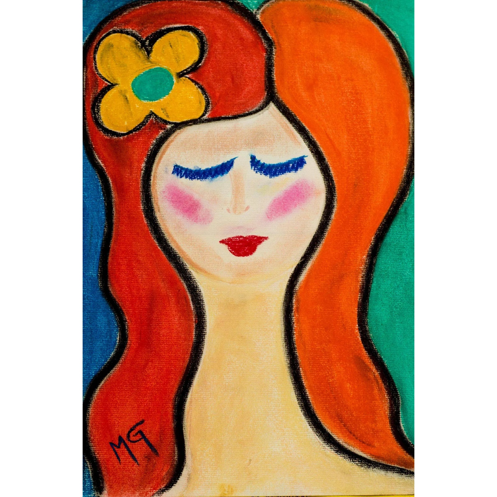 2017 “Gilly” Contemporary Expressionist Pastel Portrait Drawing on ...