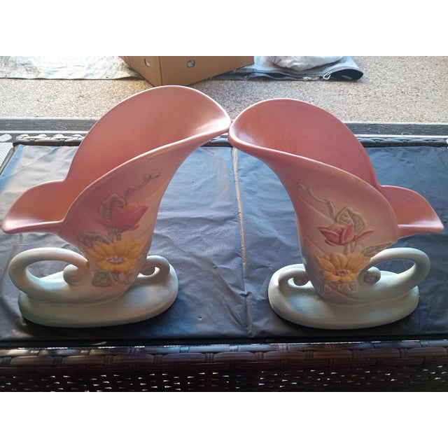 Exquisite Pair of Hull Usa Cornucopia Vases | Chairish