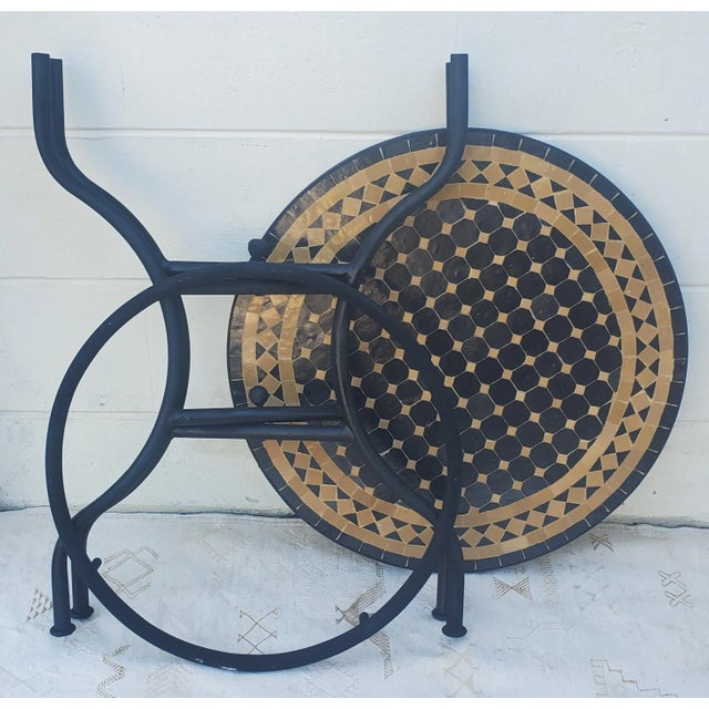 Black and Tan Handmade Moroccan Mosaic Table, Ucf Colors | Chairish