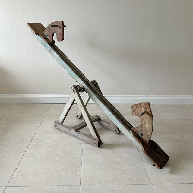 Vintage Folk Art Wood See-Saw | Chairish