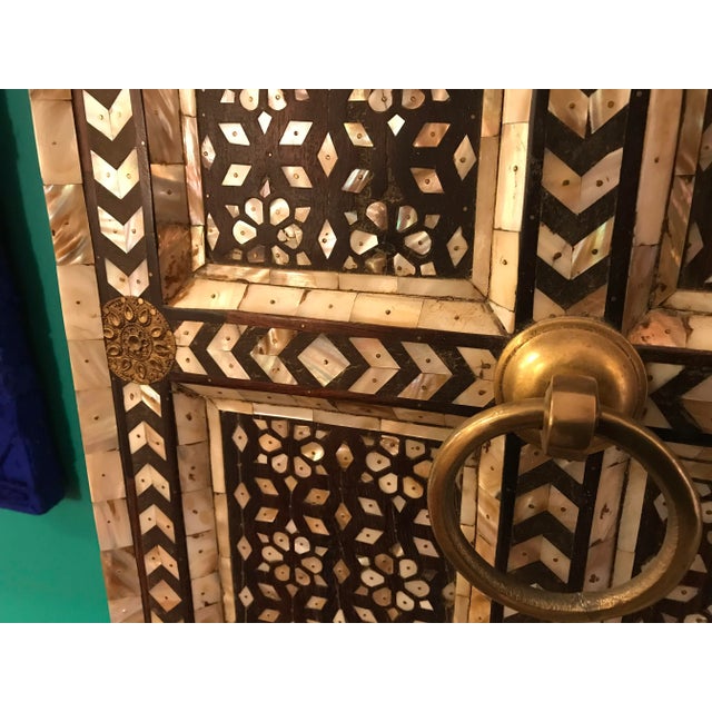 Brown Solid Wood and Mother of Pearl Inlay Custom Made Doors a Pair ...