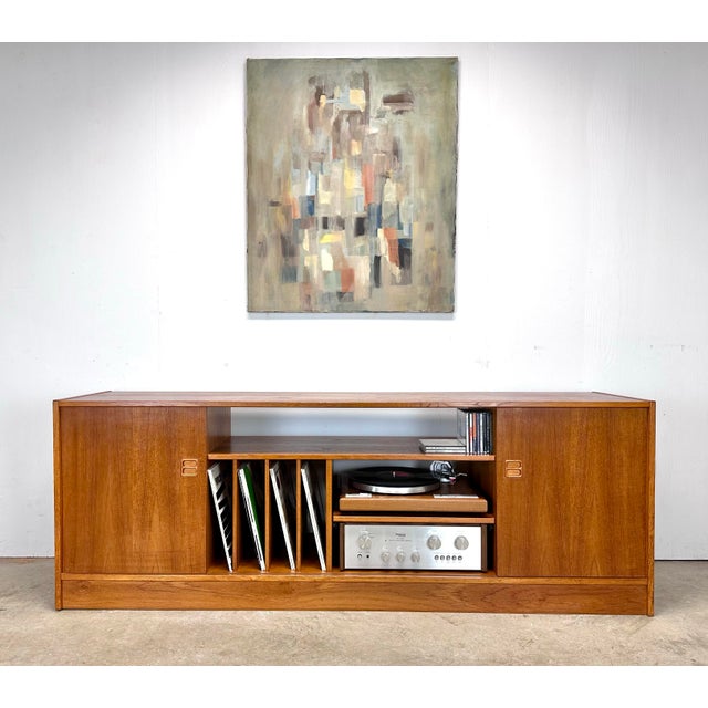 Mid Century Danish Modern Teak Media / Stereo Cabinet Console Credenza ...
