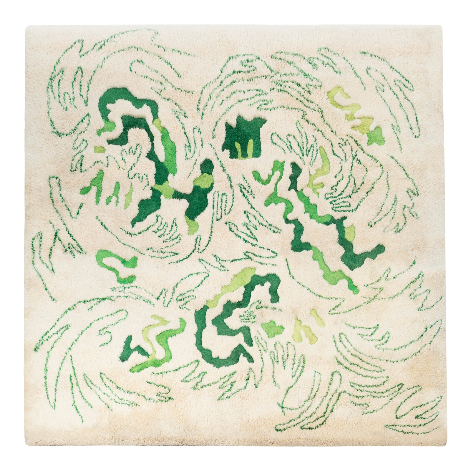 1970s Edward Fields Rug in Cream & Green | Chairish