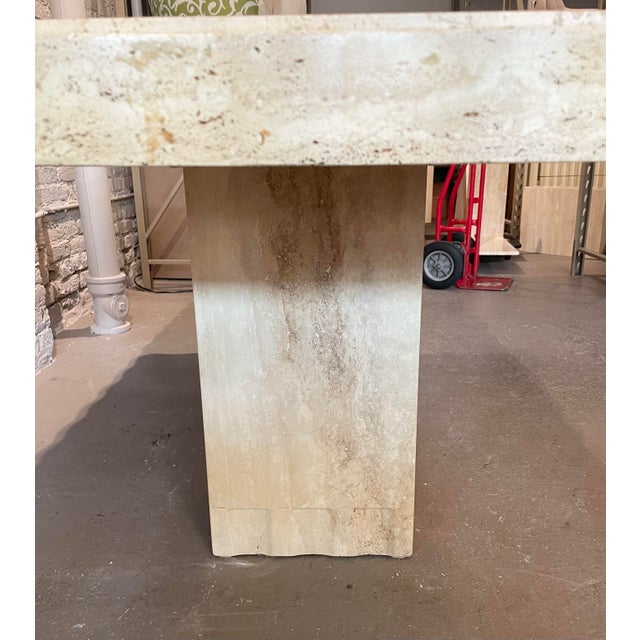 1980s Scalloped Edge Travertine Postmodern Vintage Dining Table | Chairish