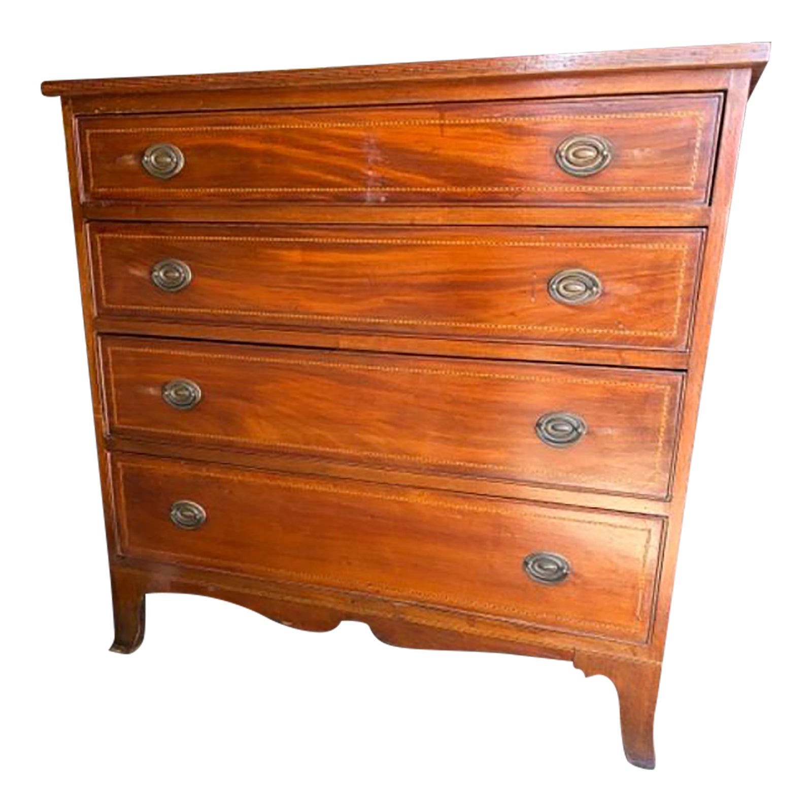 Antique Mahogany Splayed Feet Federal Style Chest of Drawers | Chairish