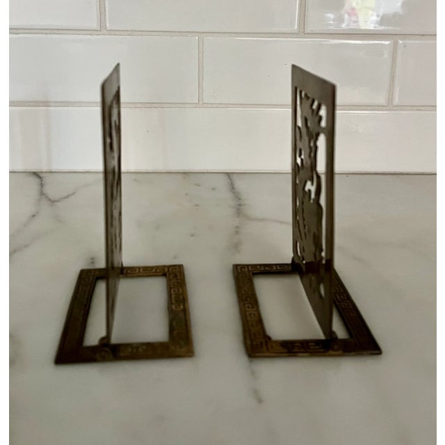 Vintage Mid-Century Brass Asian Inspired Greek Key Bookends - a Pair ...