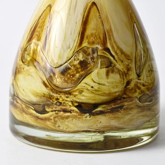 Vintage Cream and Brown Mottled Glass Vase from Schott Zwiesel, 1970s ...