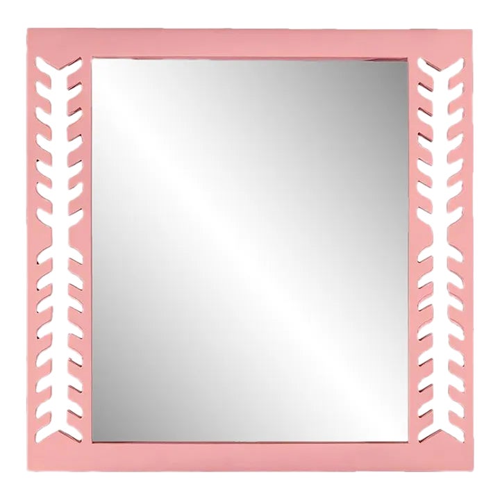 Fleur Home Audubon Spruce Square Mirror in Pink Punch, 36x36 | Chairish