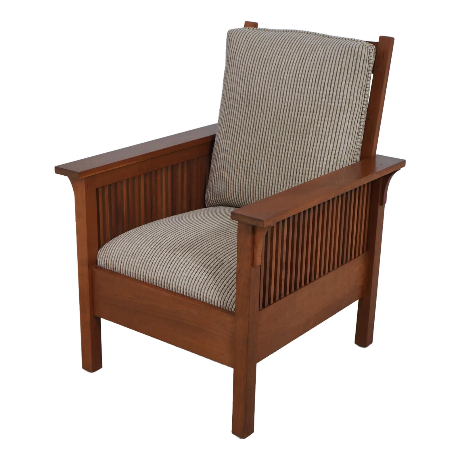 Stickley Cherry Spindle Morris Style Lounge Chair | Chairish