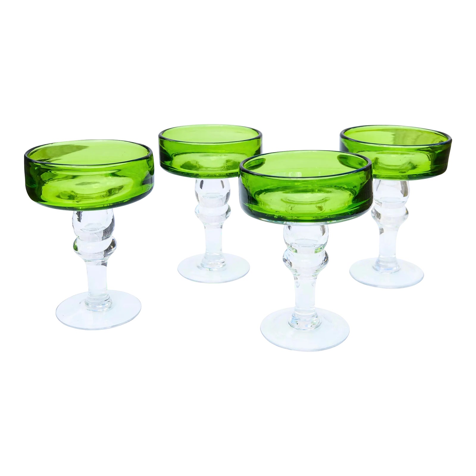Vintage Green Cocktail Glasses - Set of 4 | Chairish