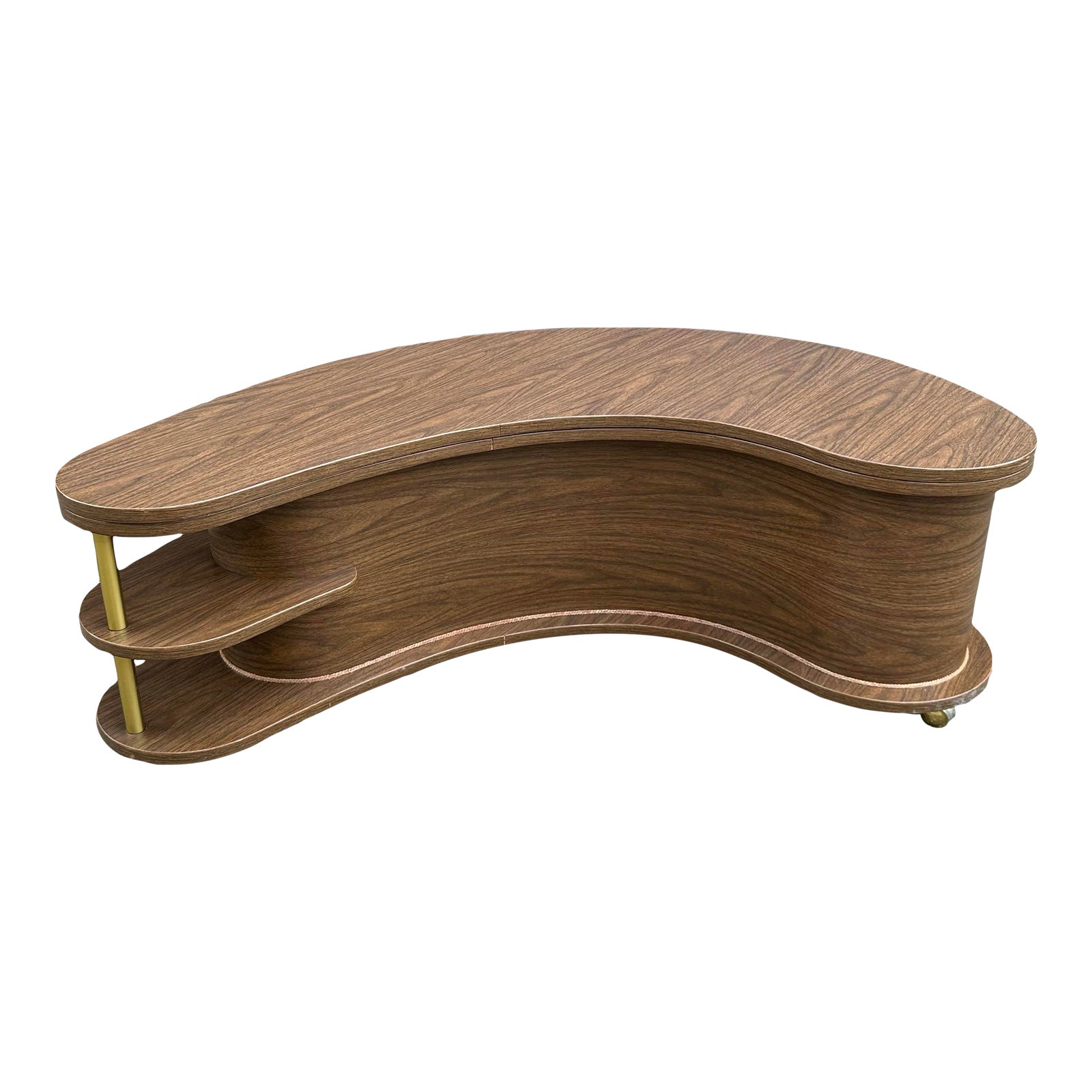 Grand-Server Boomerang Coffee Table With Bar Storage | Chairish