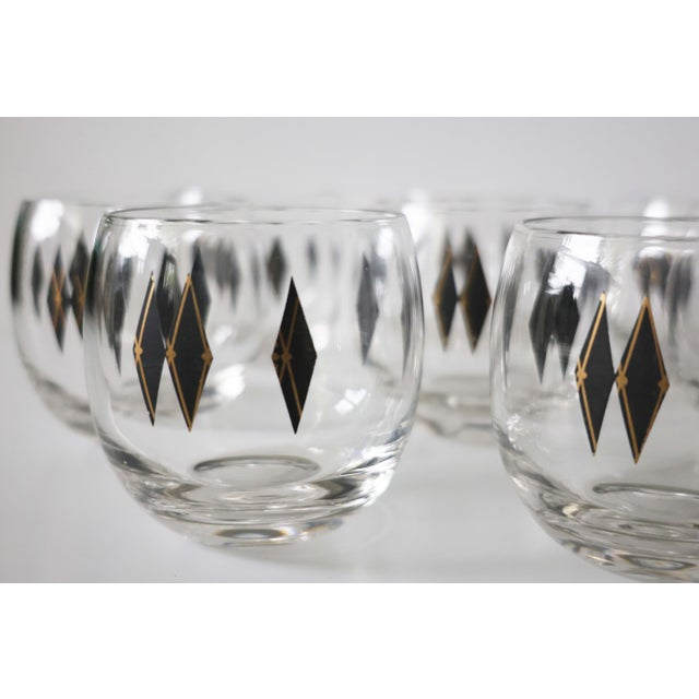 1960s Federal Glass Mid-Century Gold and Black Harlequin Roly Poly ...