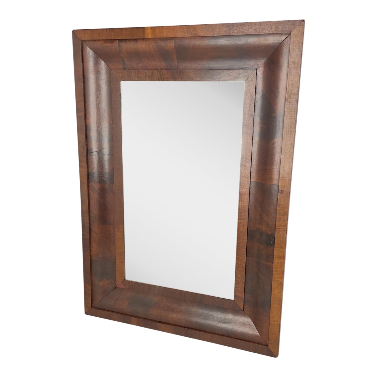 19th Century American Empire Flame Mahogany Ogee Wall Mirror | Chairish