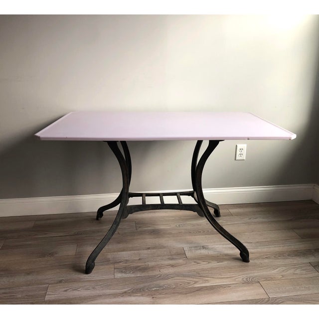Vintage Lavender Vitrolite and Cast Iron Dining Table | Chairish