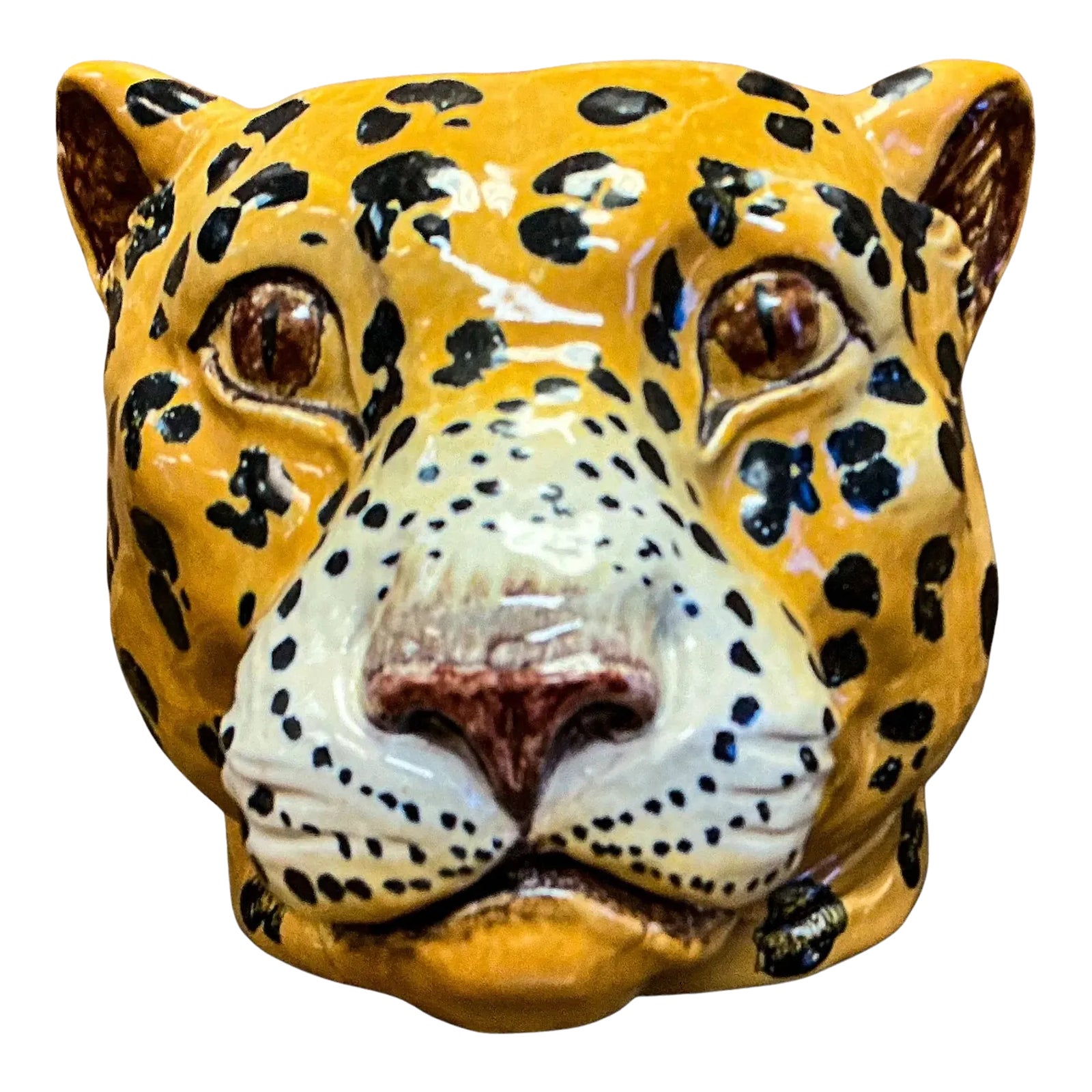 Hollywood Regency Italian Terracotta Majolica Glazed Leopard Planter ...