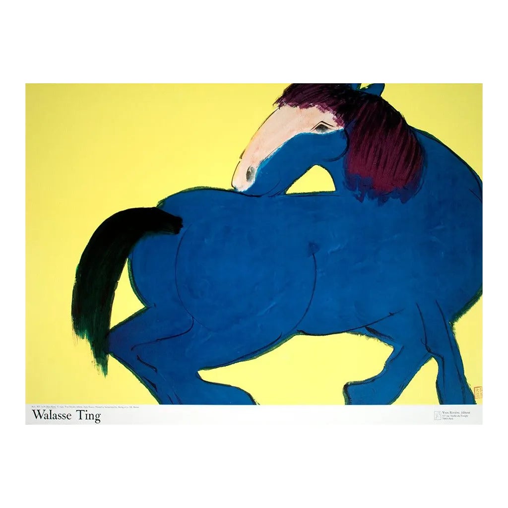 Walasse Ting Blue Horse (sm), 1990 | Chairish