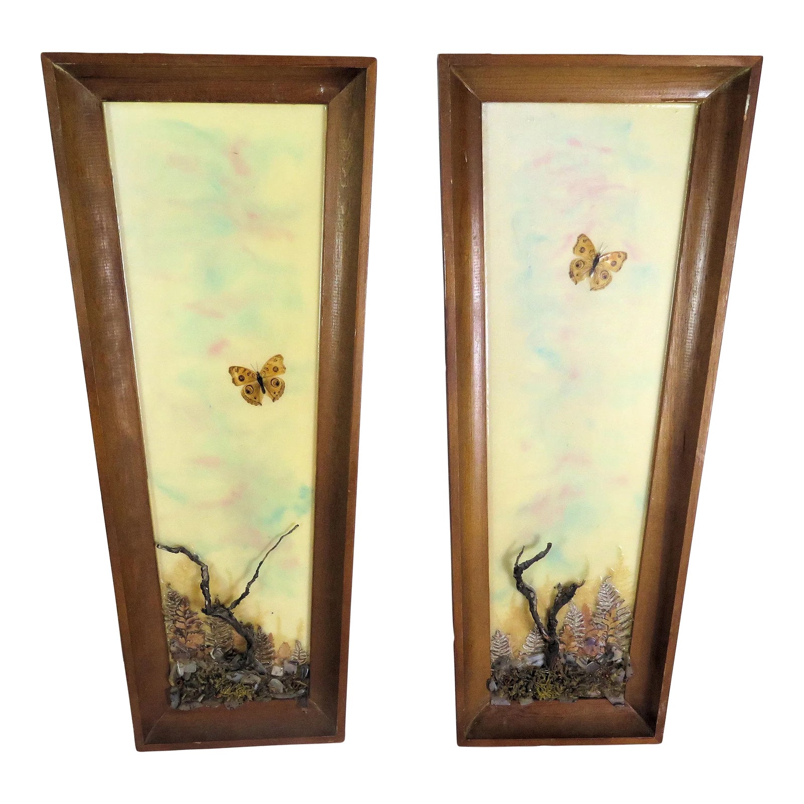 Vintage "Harris Creations" Agate and Real Life Collage/A Pair | Chairish