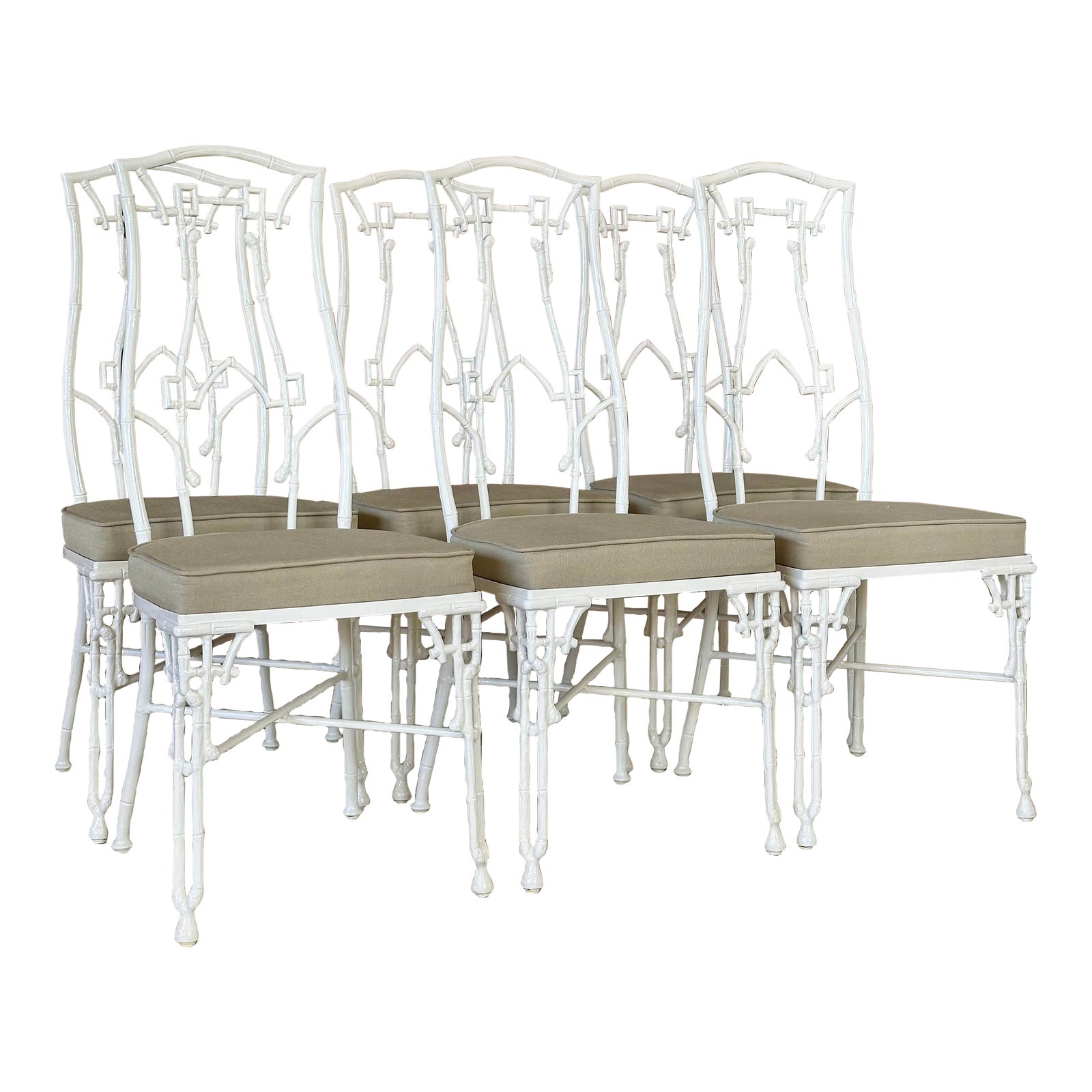 Mid-20th Century Kessler Coastal Faux Bamboo Fretwork Aluminum Dining ...
