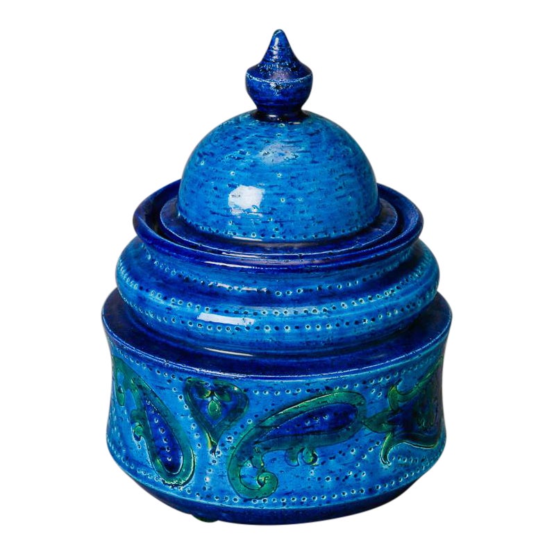 Bitossi for Rosenthal Netter Blue Paisley Ginger Jar | Chairish