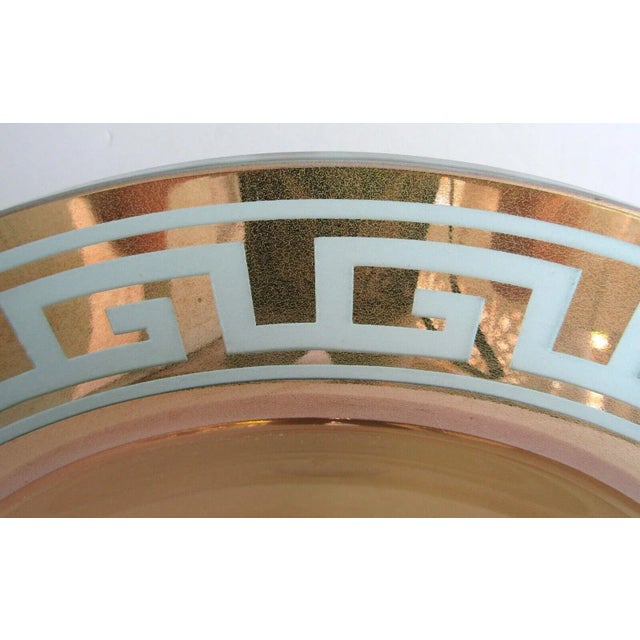 1990s Signed Gold Art Glass Centerpiece Bowl With Etched Greek Key ...