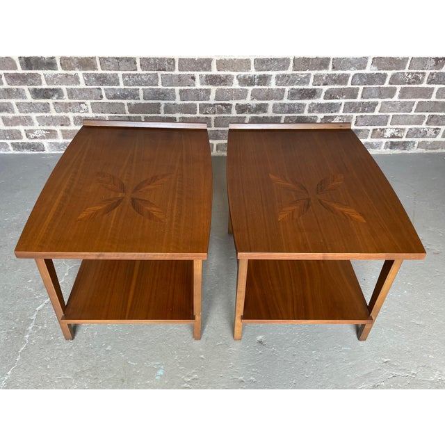 Lane Side Tables With Rosewood Inlay Pattern on Top | Chairish