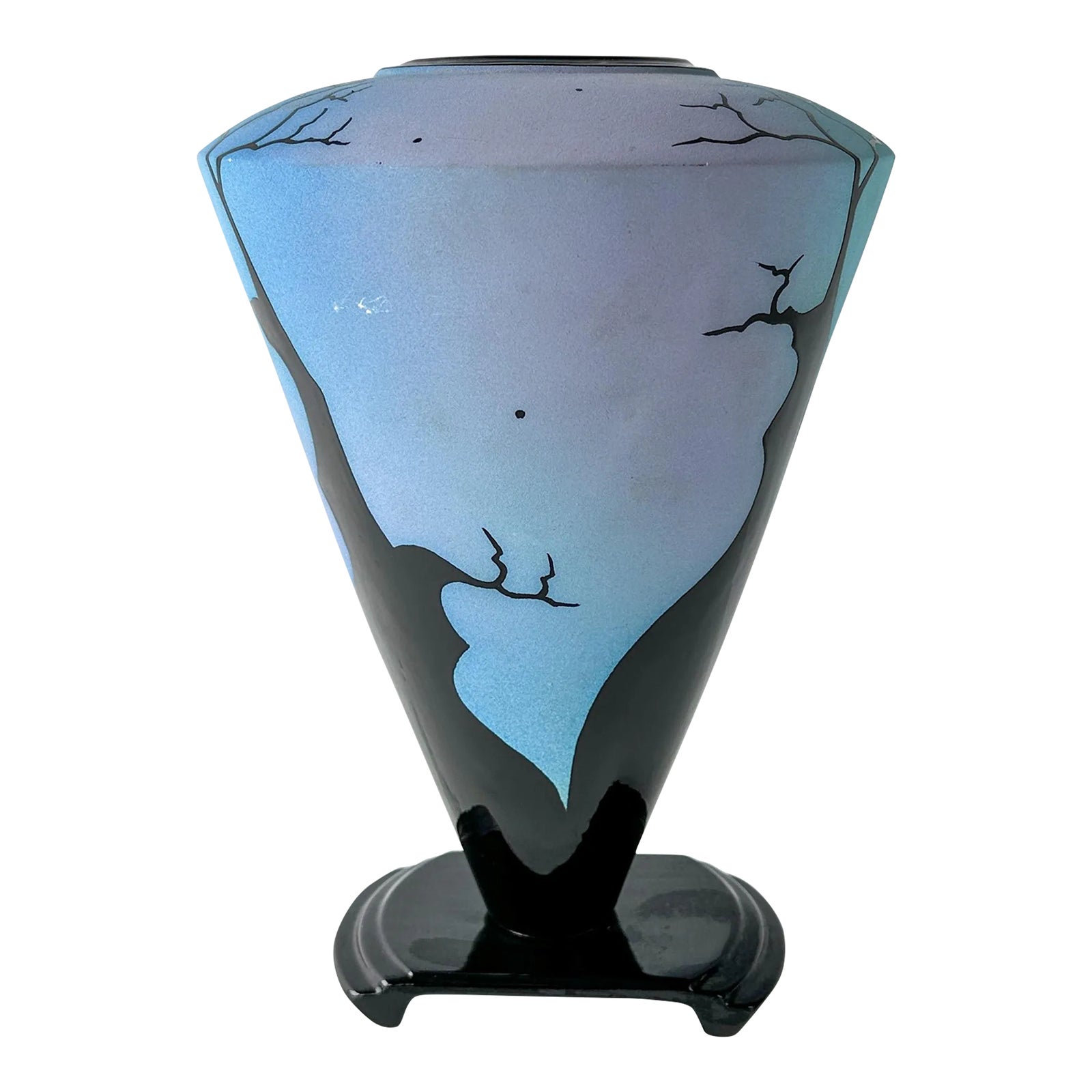 Postmodern Lynne Rachel Goldstein Lightening Glazed Vase | Chairish