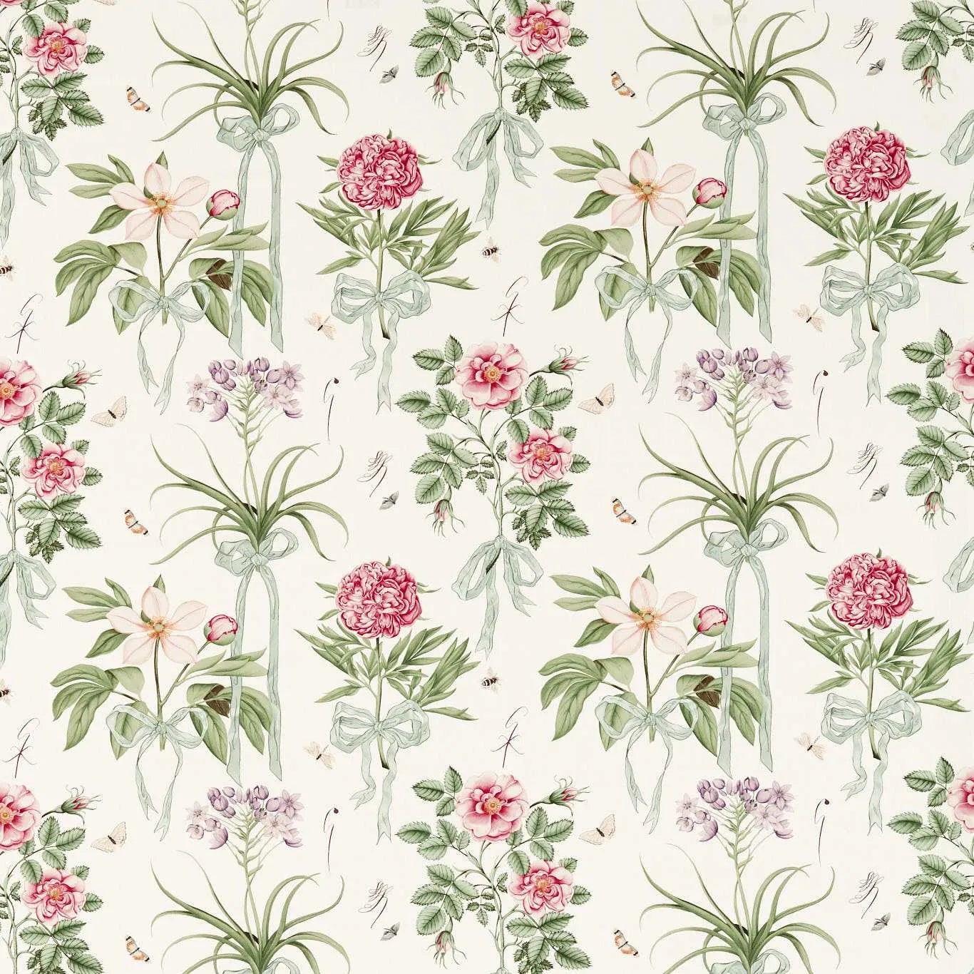 Sanderson Cupid`s Beau Fabric in Parchment/Madder | Chairish
