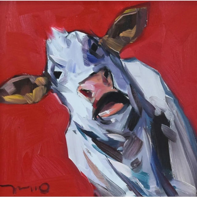 Pop Art Cow Oil Painting, by Listed Artist Jose Trujillo Displayed in ...