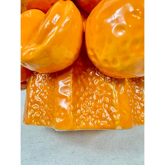 Majolica Style Small Orange Vase | Chairish