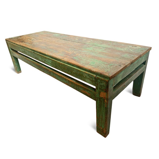 Mid 20th Century Vintage Colonial Green Coffee Table | Chairish