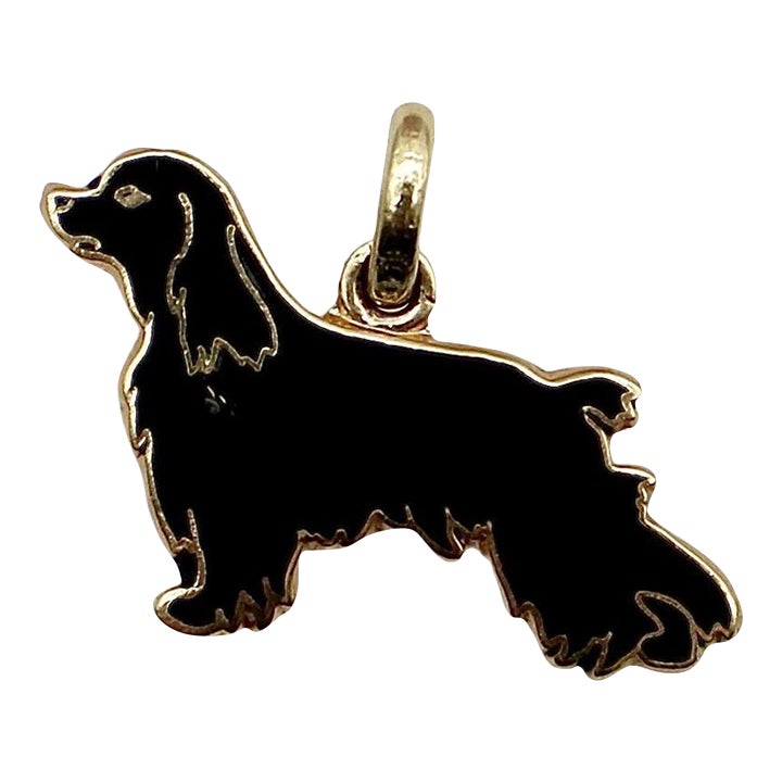 Vintage 14k Gold Enamelled Springer Spaniel Dog Charm | Chairish