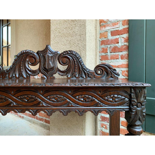 Antique English Carved Oak Hall Foyer Table Renaissance Style Console ...