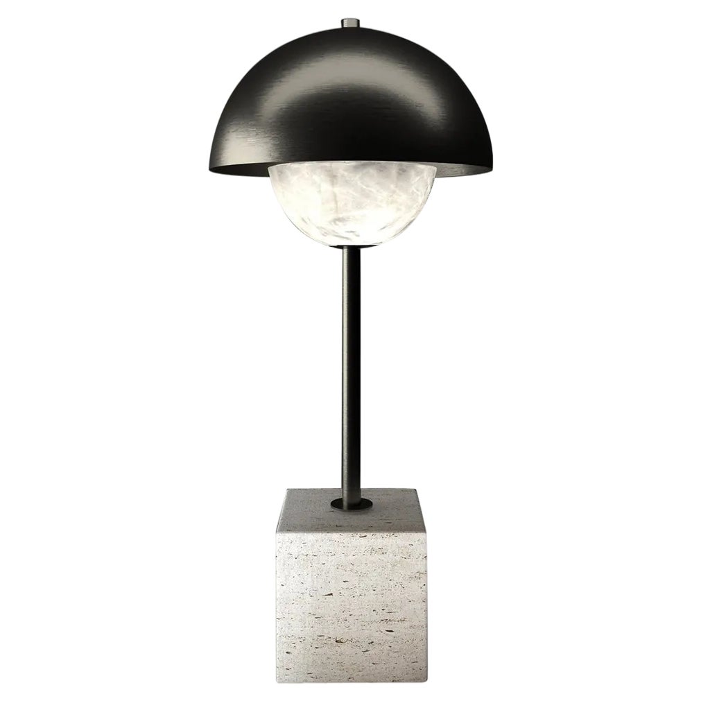 Apollo Table Lamp in Brushed Black Metal by Alabastro Italiano | Chairish