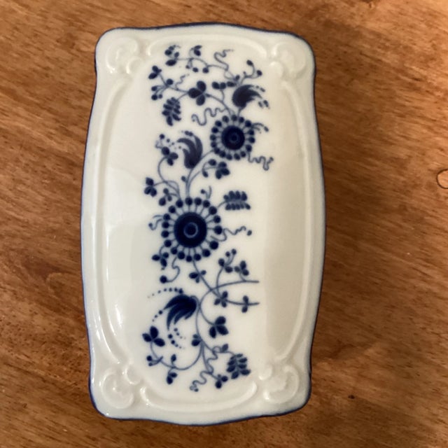 Mid 20th Century Vintage Bavarian Blue and White Jewelry Box | Chairish