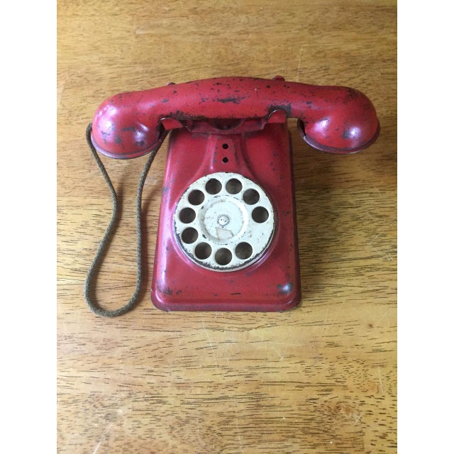 Red Pressed Steel Telephone Toy | Chairish