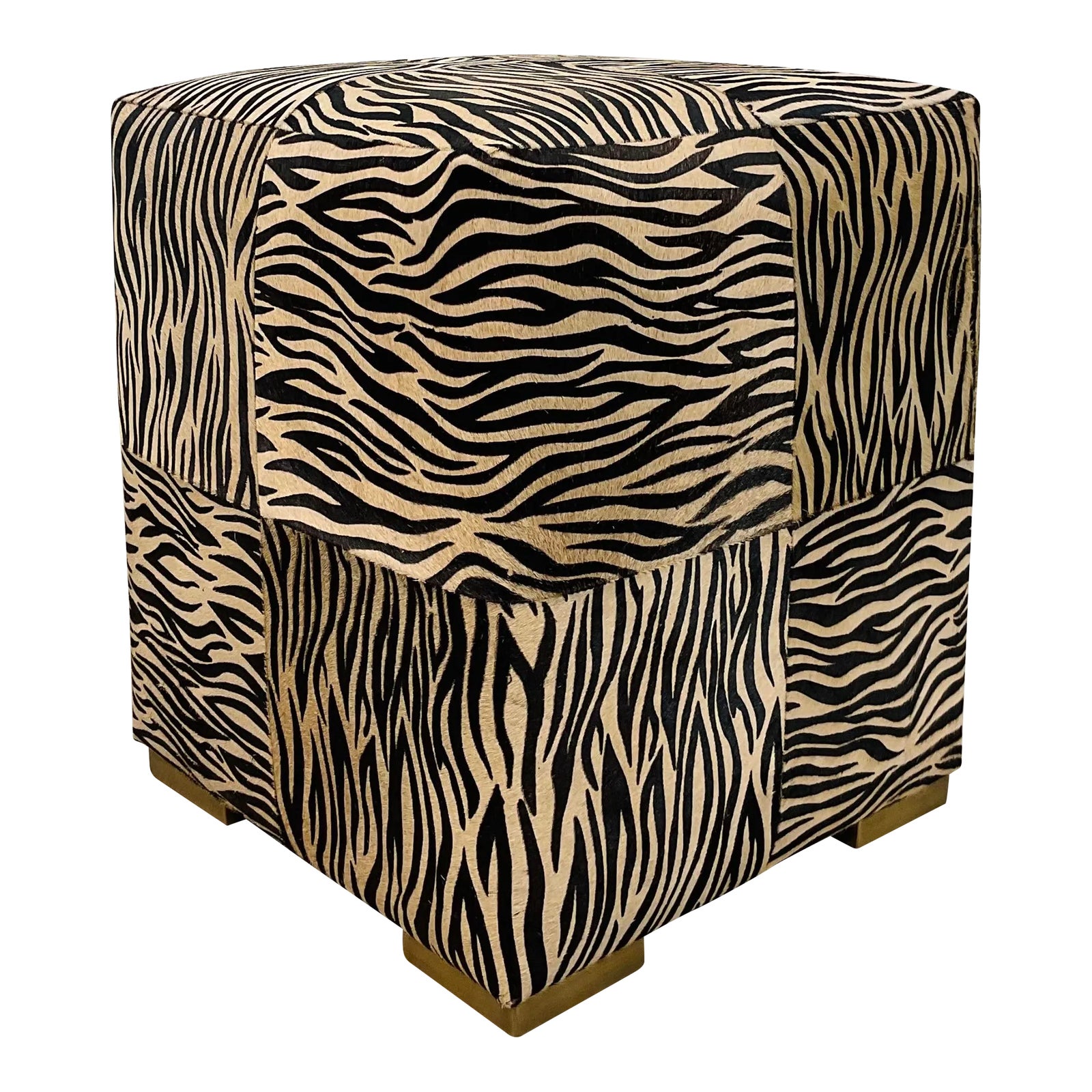 Made Goods Modern Tiger Print Hair on Hide Ondrea Stool | Chairish
