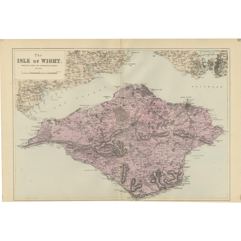 Isle of Wight Map by G. Bacon, London, 1885 | Chairish