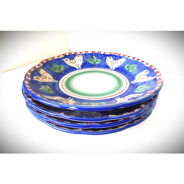 Solimene Vietri Sul Mane Italy Blu Chicken Ceramic Vintage Dinner ...