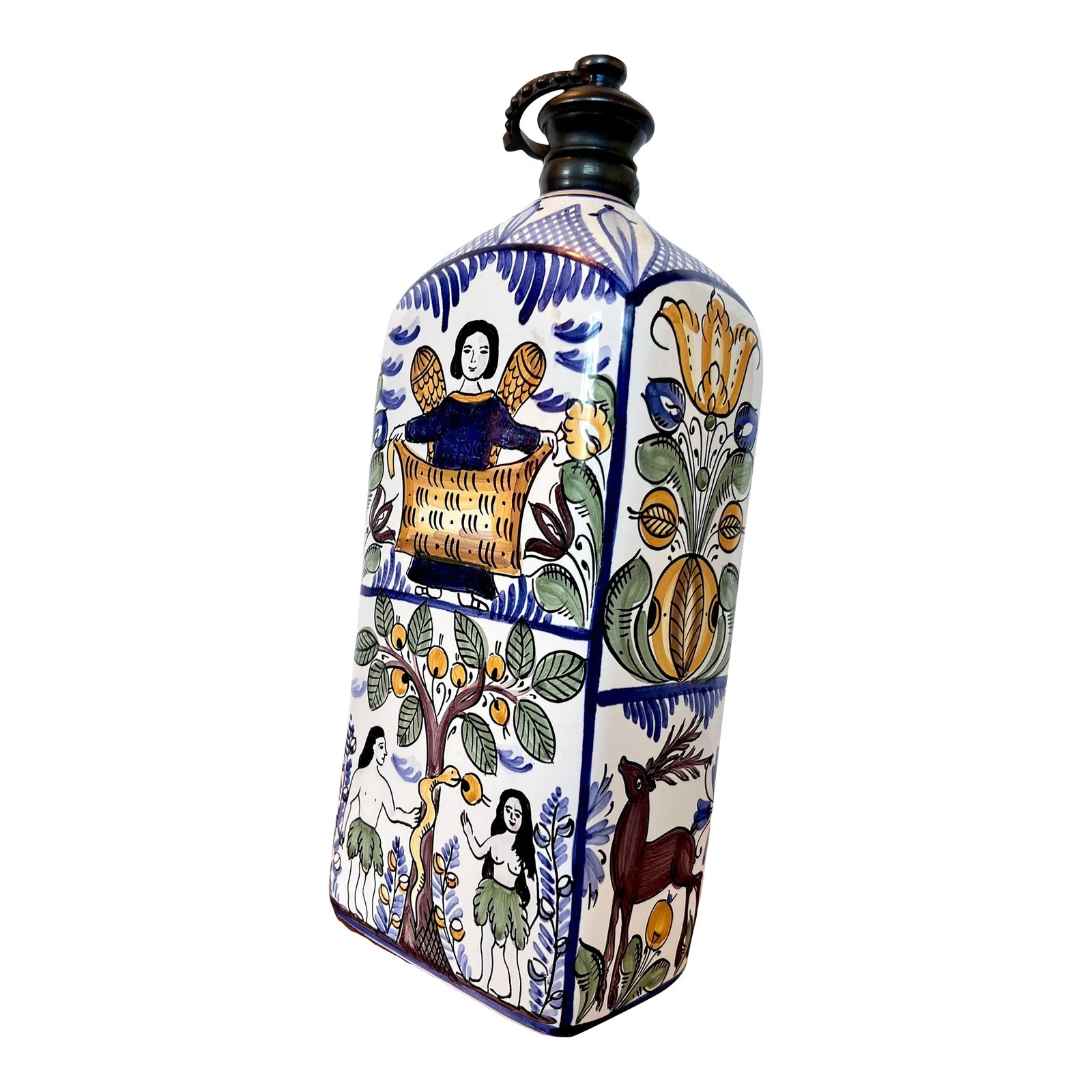 1990s Hungarian Rectangular Pottery Jug | Chairish