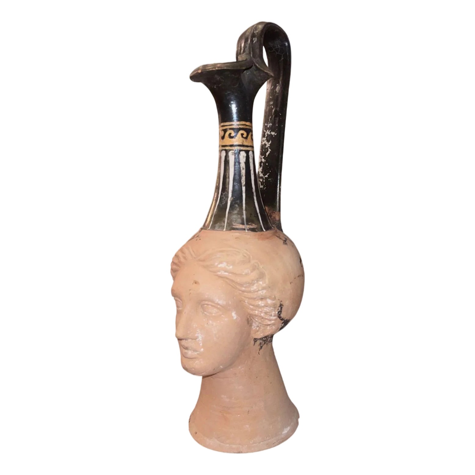 Hellenistic Canosan Figural Oinochoe (Head Vase) Apulia, Italy, 3rd C ...