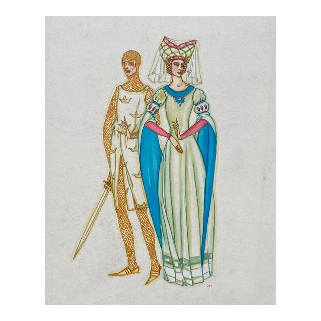 1930s Clifford Thompson Medieval Figure Painting | Chairish