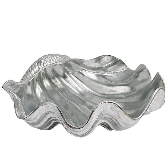 1988 Oversized Arthur Court Aluminum Clam Shell Bowl | Chairish